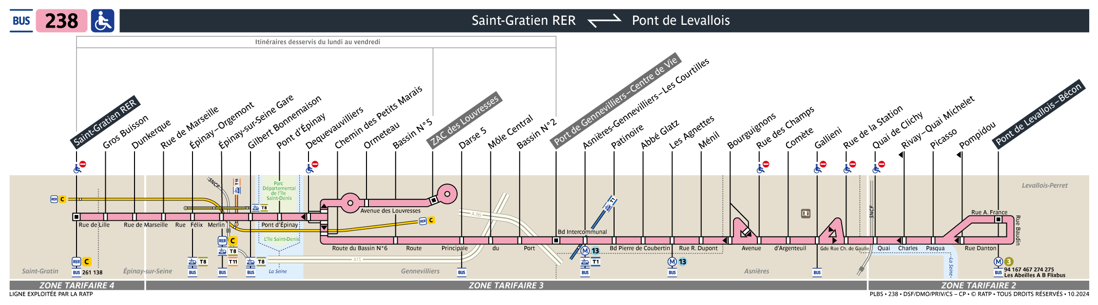 Bus Ligne 238 : plan, arrêts et horaires en temps réel | Bonjour RATP
