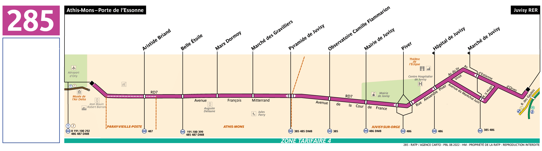 Bus Ligne 285 : plan, arrêts et horaires en temps réel | Bonjour RATP