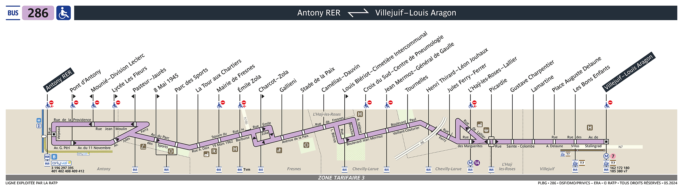 Bus Line 286: map, stops, and real-time schedules | Bonjour RATP