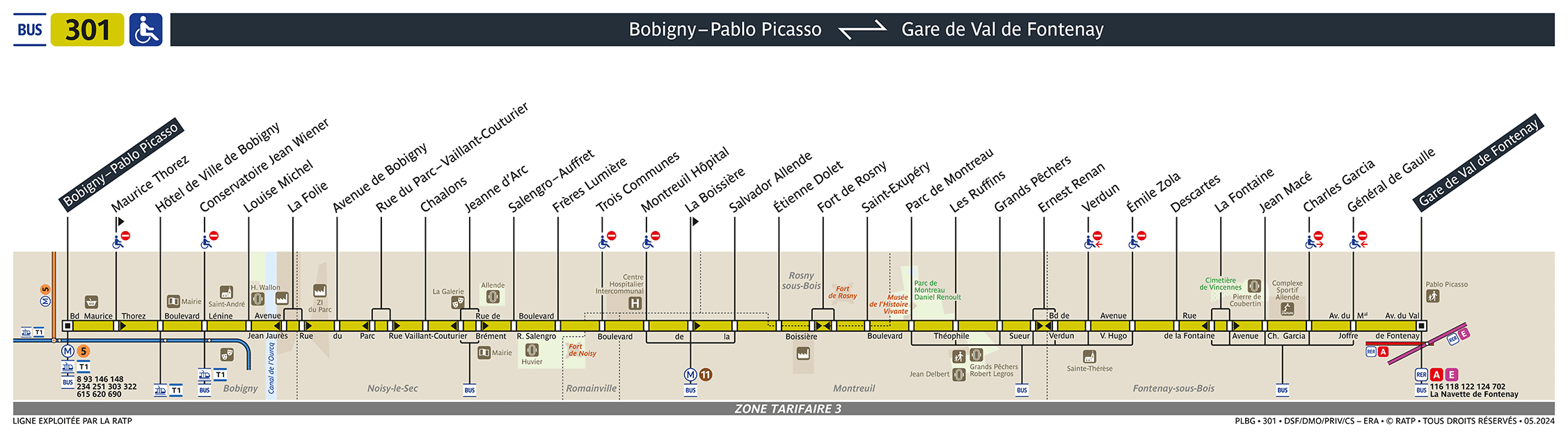 Bus Line 301: map, stops, and real-time schedules | Bonjour RATP