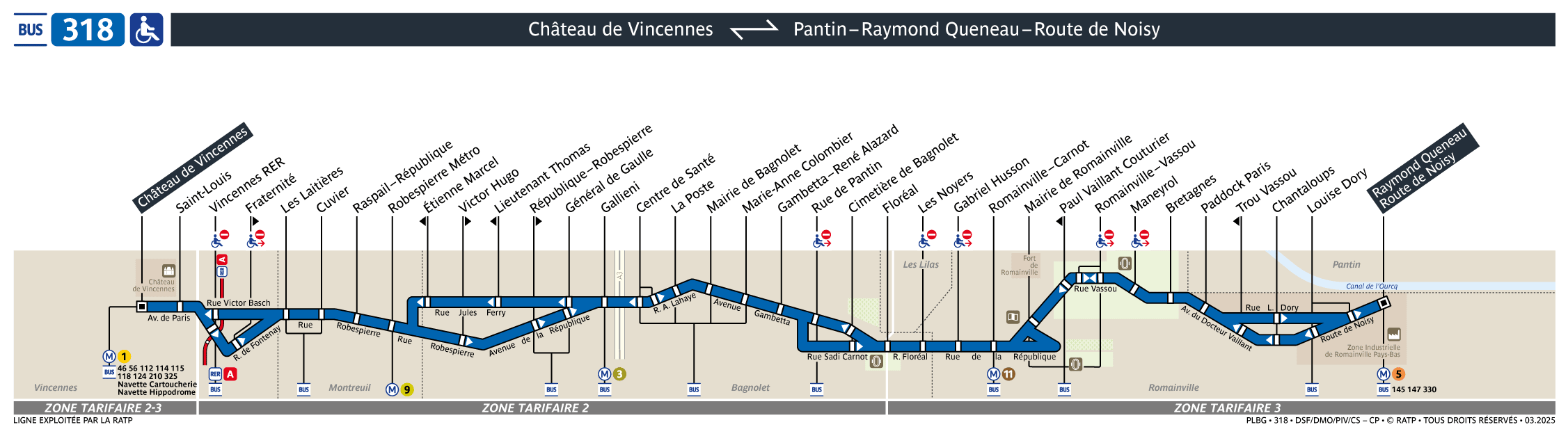 Bus Line 318: map, stops, and real-time schedules | Bonjour RATP