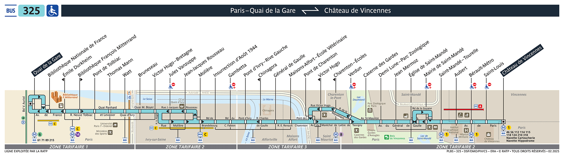 Bus Line 325: map, stops, and real-time schedules | Bonjour RATP