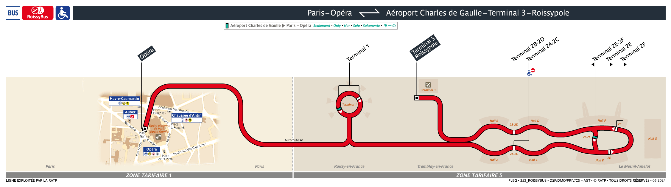 Bus Ligne ROISSYBUS : plan, arrêts et horaires en temps réel | Bonjour RATP