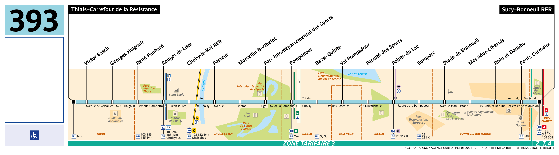 Bus Line 393: map, stops, and real-time schedules | Bonjour RATP