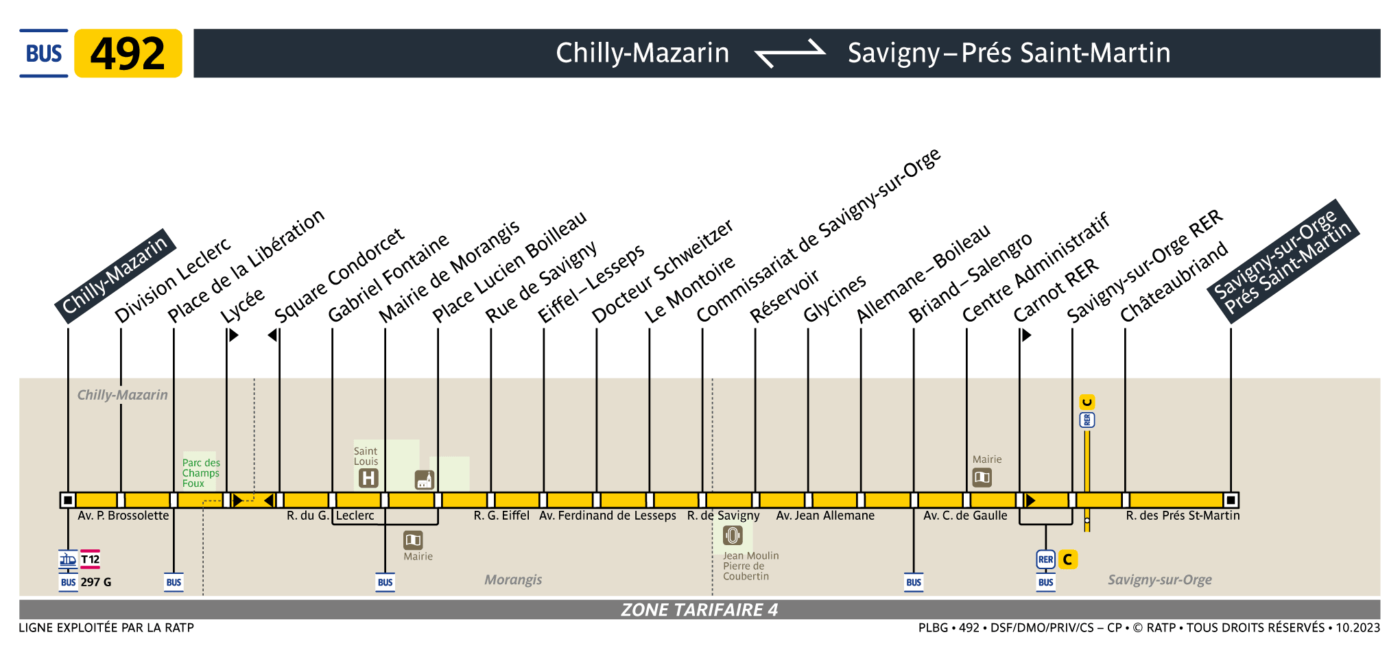 Bus Ligne 492 : plan, arrêts et horaires en temps réel | Bonjour RATP