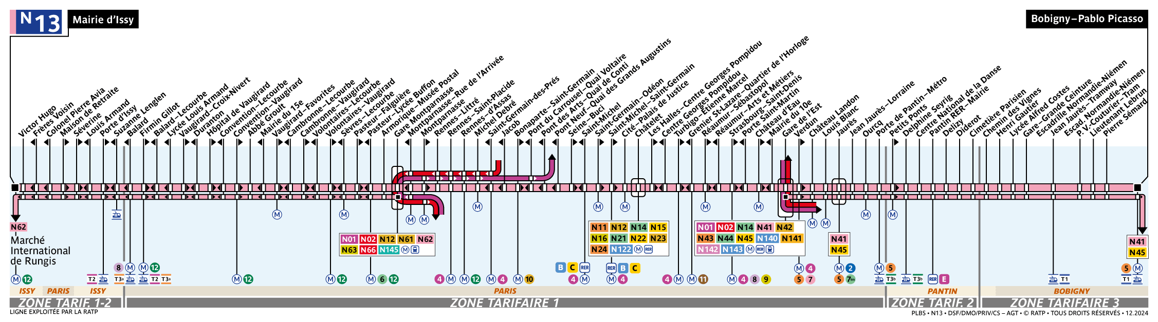 Noctilien Line N13: map, stops, and real-time schedules | Bonjour RATP