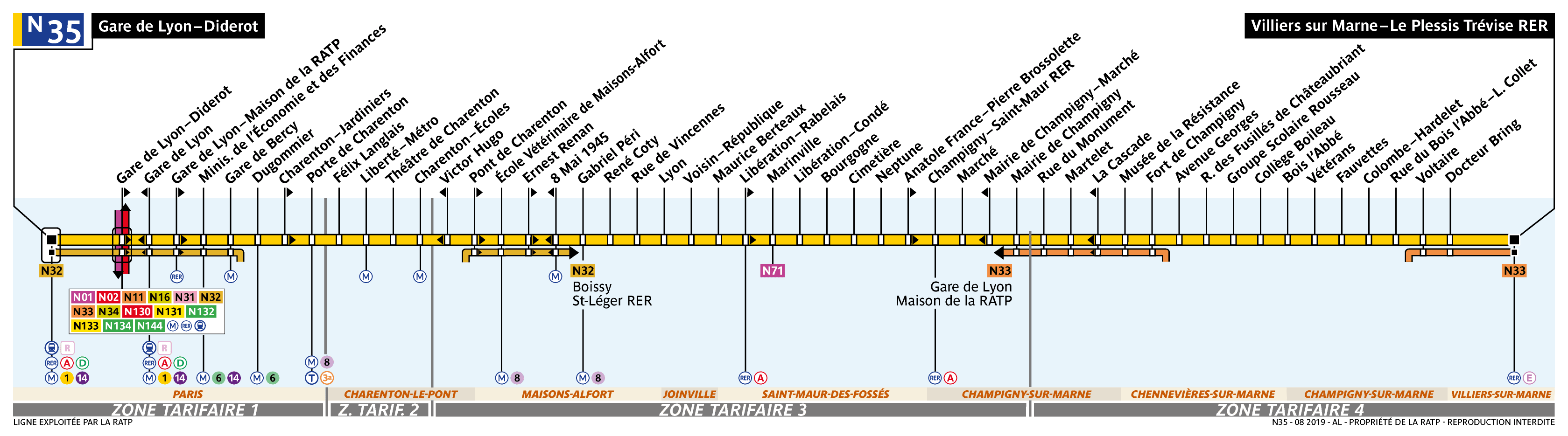Noctilien Line N35: map, stops, and real-time schedules | Bonjour RATP