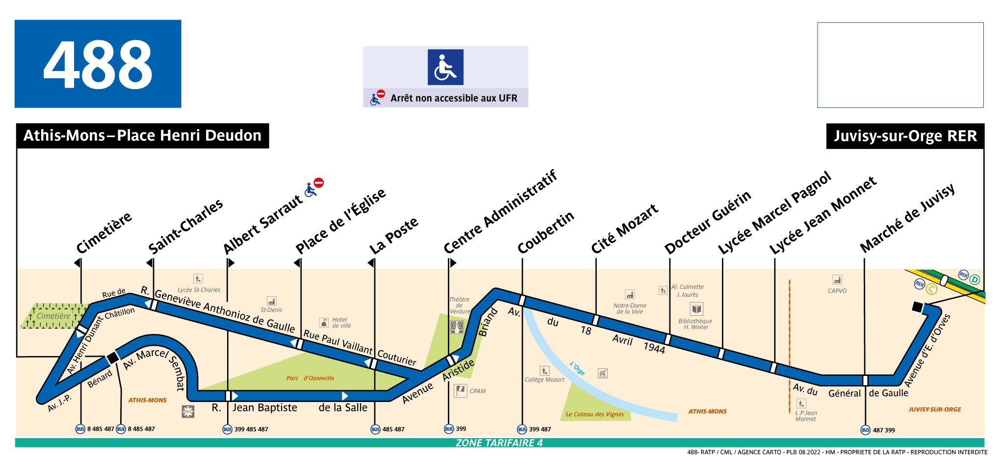 Bus Ligne 488 : plan, arrêts et horaires en temps réel | Bonjour RATP