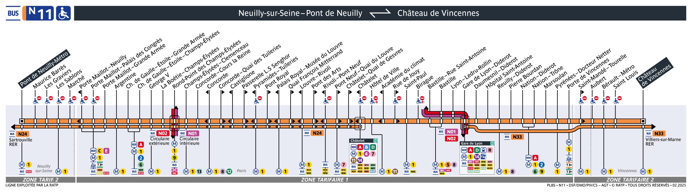Noctilien Ligne N11 : plan, arrêts et horaires en temps réel | Bonjour RATP
