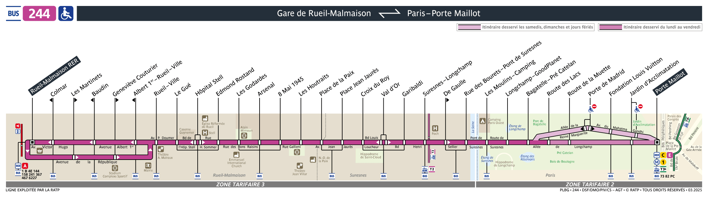 Bus Ligne 244 : plan, arrêts et horaires en temps réel | Bonjour RATP