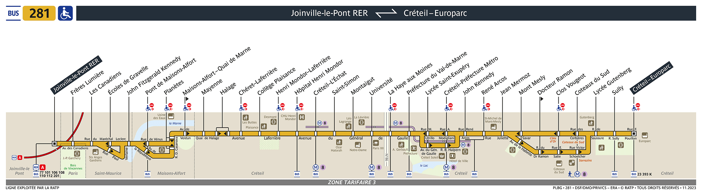 Bus Line 281: map, stops, and real-time schedules | Bonjour RATP