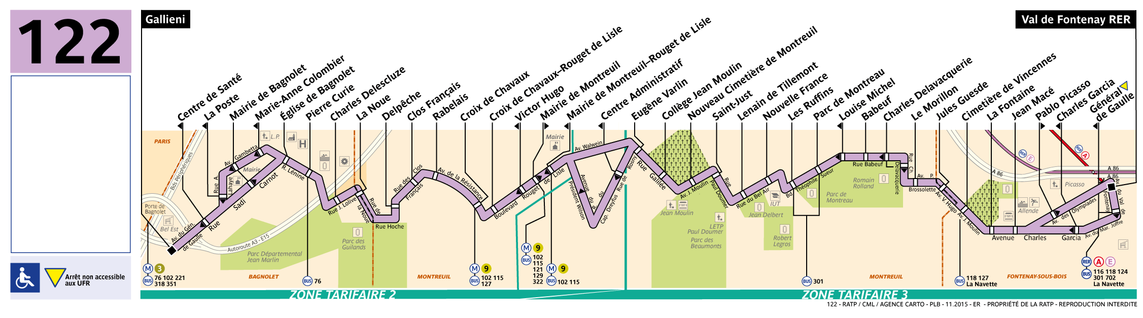 Bus Line 122: map, stops, and real-time schedules | Bonjour RATP
