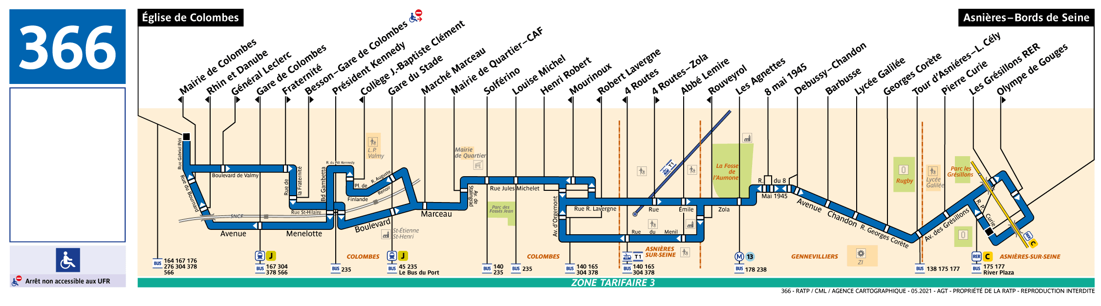 Bus Line 366: map, stops, and real-time schedules | Bonjour RATP