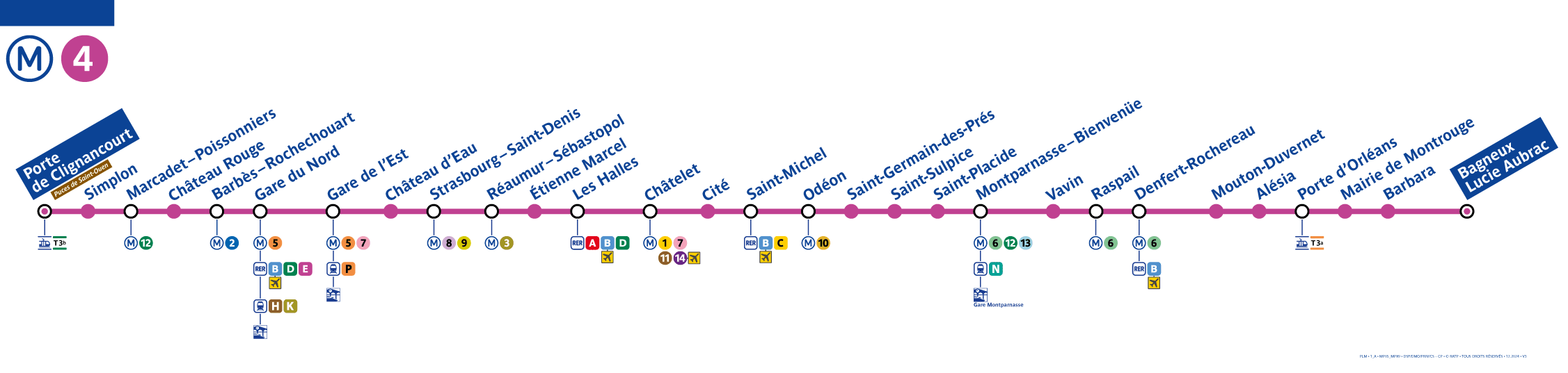 Metro Line 4: map, stations, and real-time schedules | Bonjour RATP