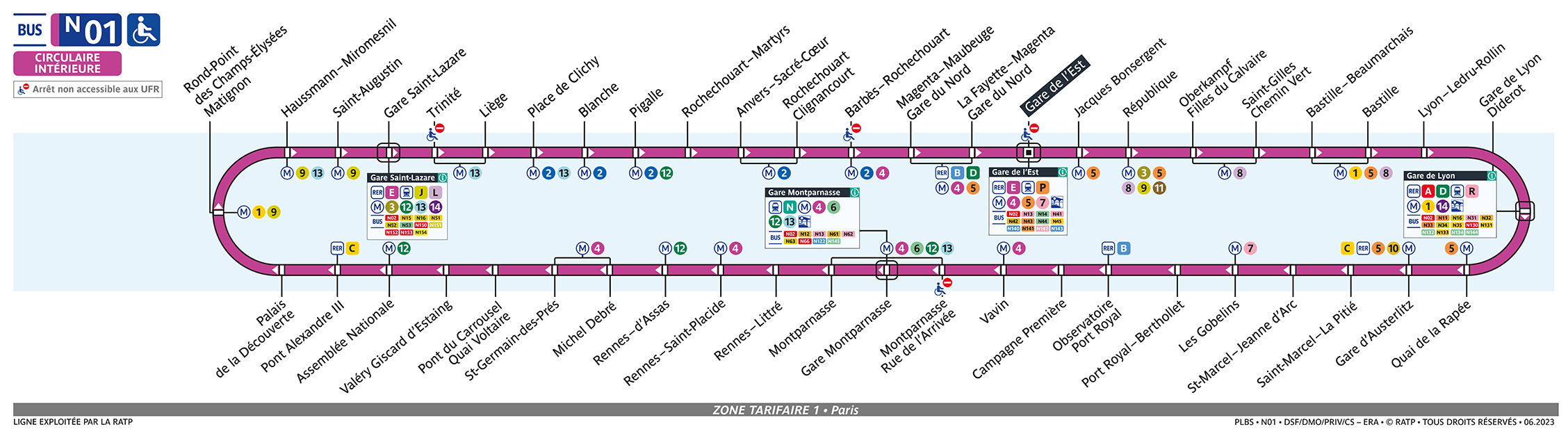 Noctilien Ligne N01 : plan, arrêts et horaires en temps réel | Bonjour RATP