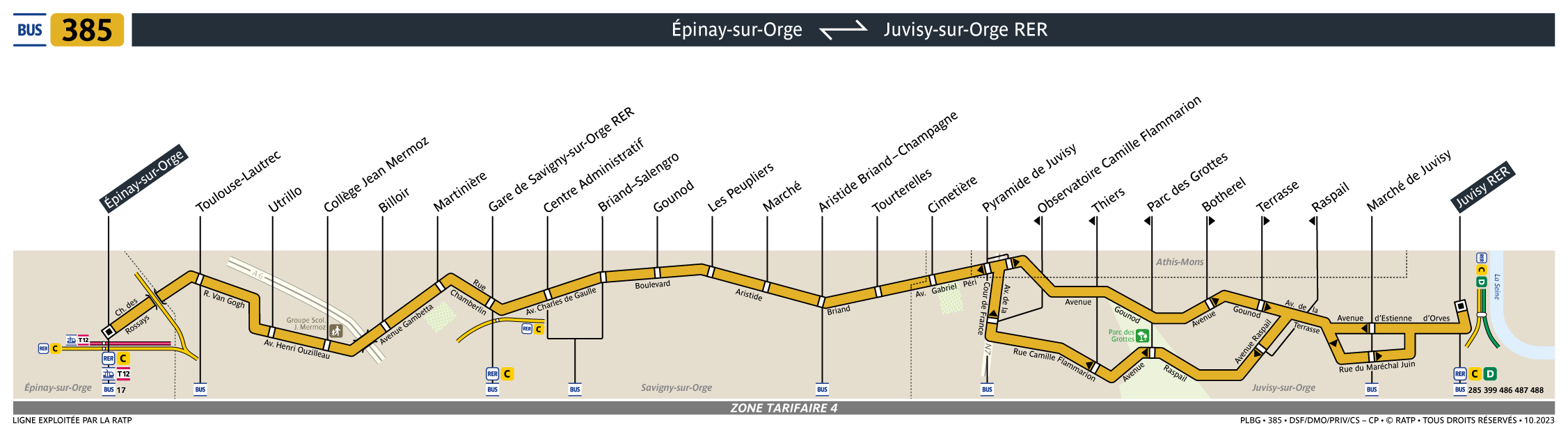 Bus Ligne 385 : plan, arrêts et horaires en temps réel | Bonjour RATP
