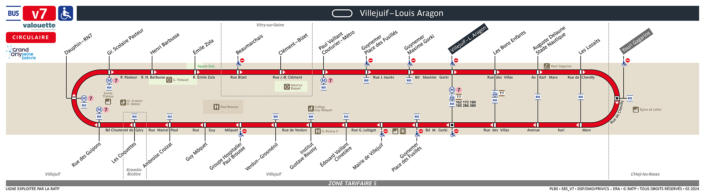 Bus Ligne V7 : plan, arrêts et horaires en temps réel | Bonjour RATP