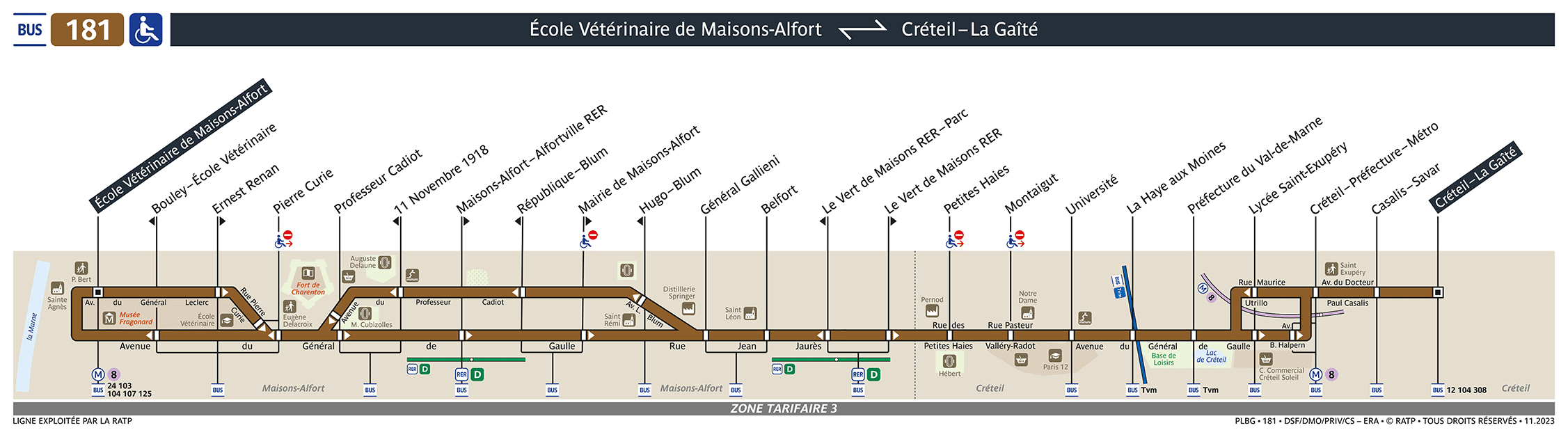 Bus Ligne 181 : plan, arrêts et horaires en temps réel | Bonjour RATP