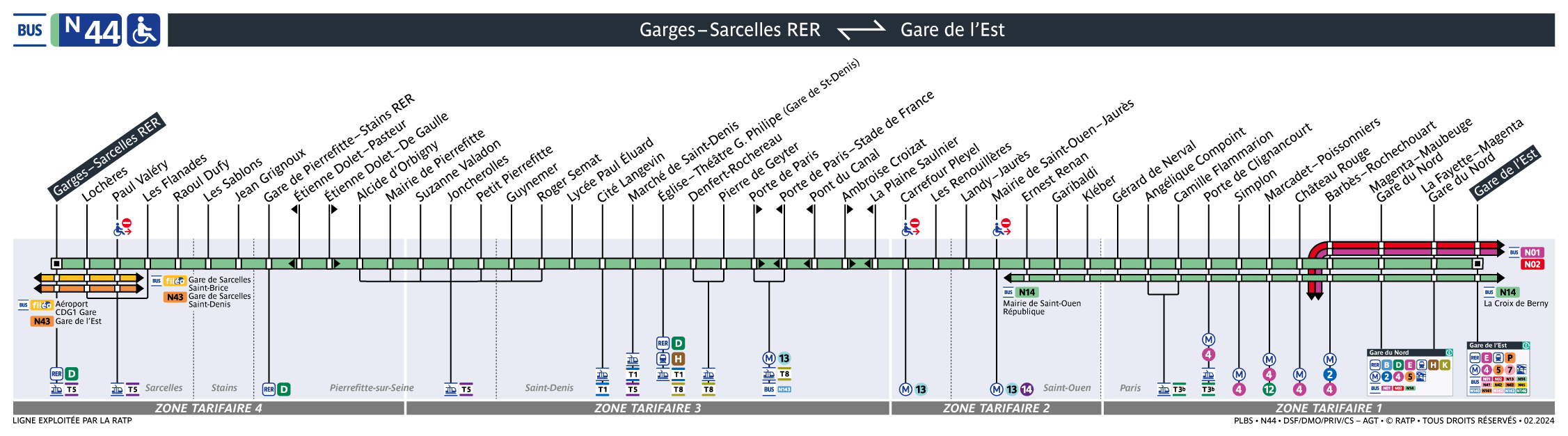 Noctilien Line N44: map, stops, and real-time schedules | Bonjour RATP