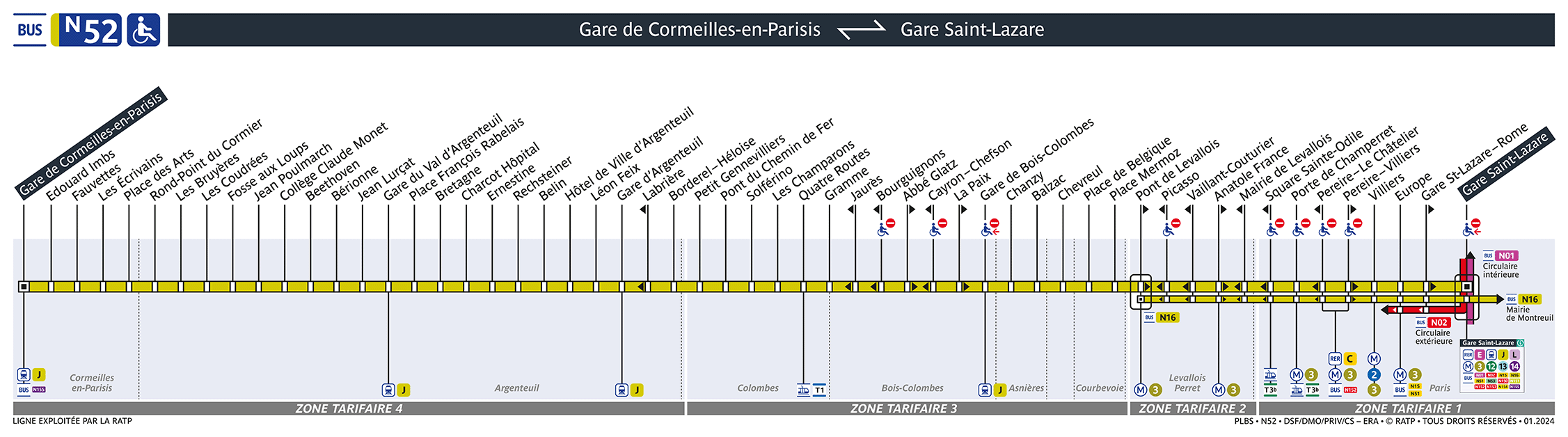 Noctilien Line N52: map, stops, and real-time schedules | Bonjour RATP