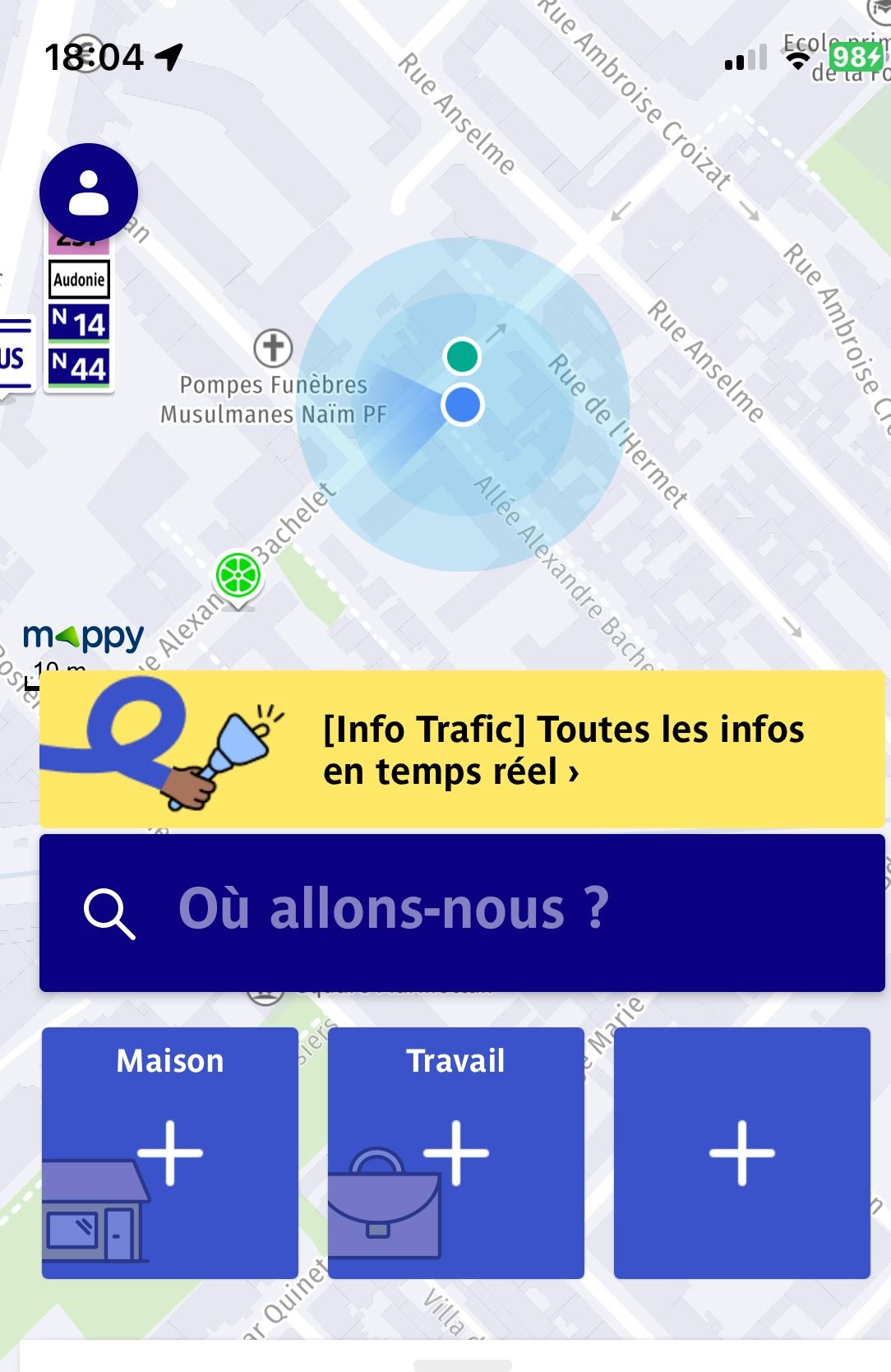 Ajouter ou modifier des adresses favorites depuis l'app Bonjour RATP