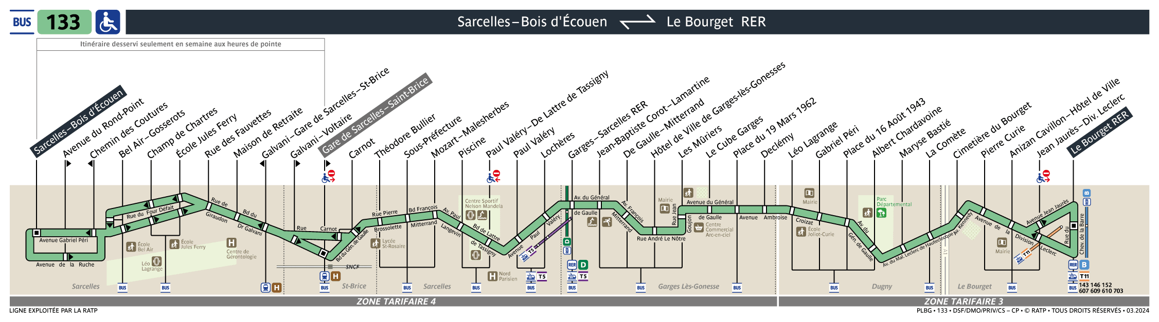 Bus Line 133: map, stops, and real-time schedules | Bonjour RATP