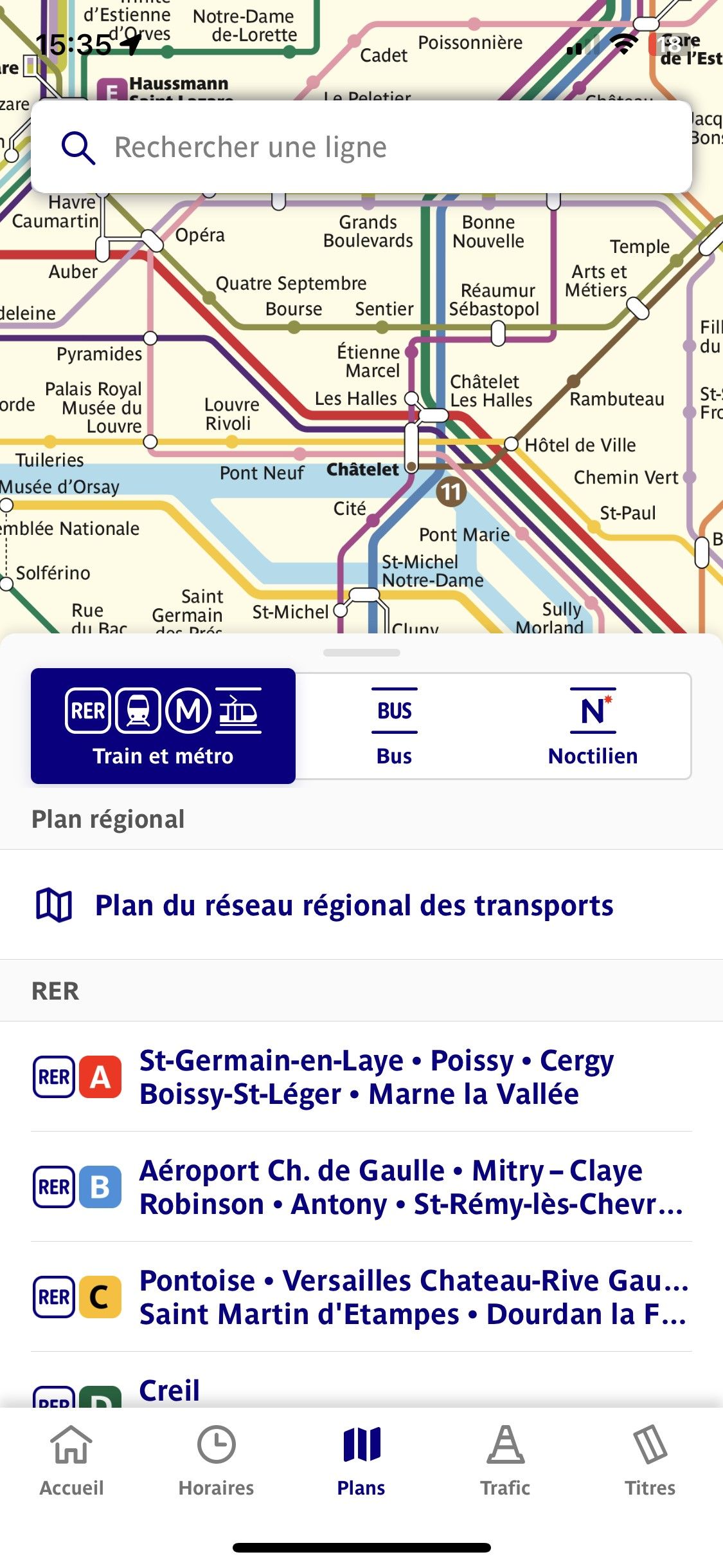 Comment accéder aux plans depuis l'app Bonjour RATP