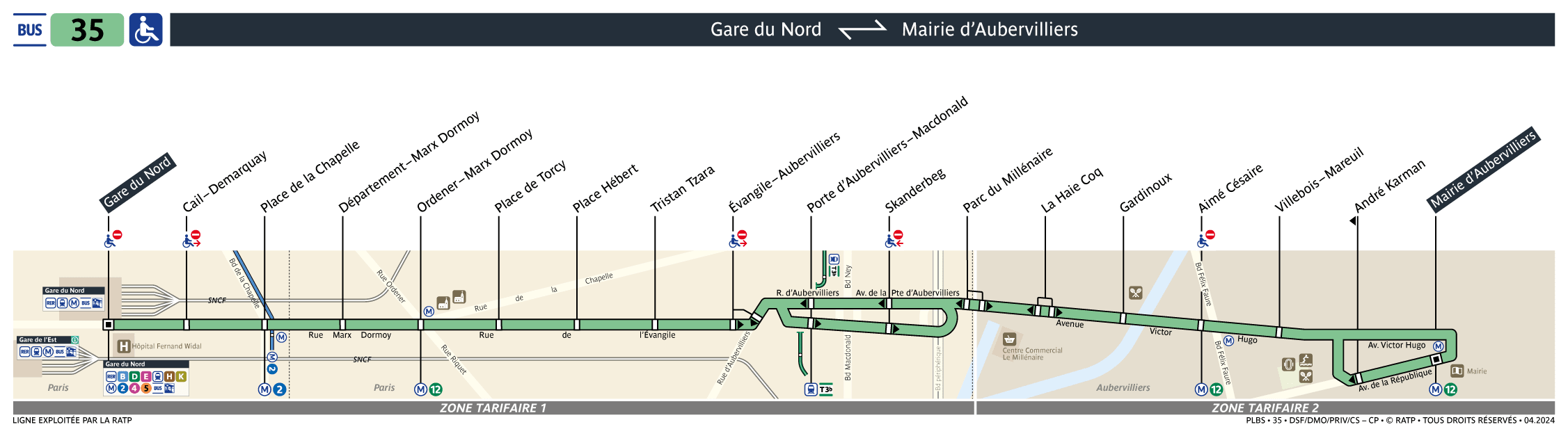Bus Ligne 35 : plan, arrêts et horaires en temps réel | Bonjour RATP