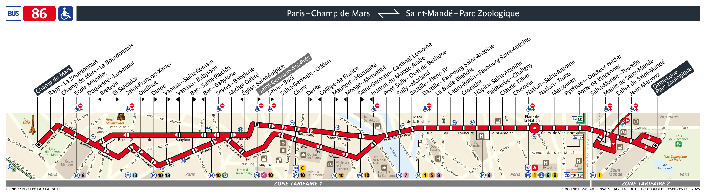 Bus Line 86: map, stops, and real-time schedules | Bonjour RATP