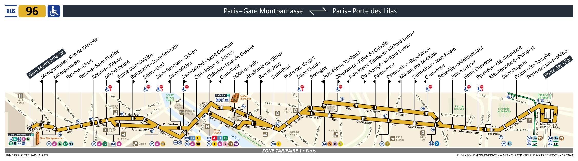 Bus Ligne 96 : plan, arrêts et horaires en temps réel | Bonjour RATP