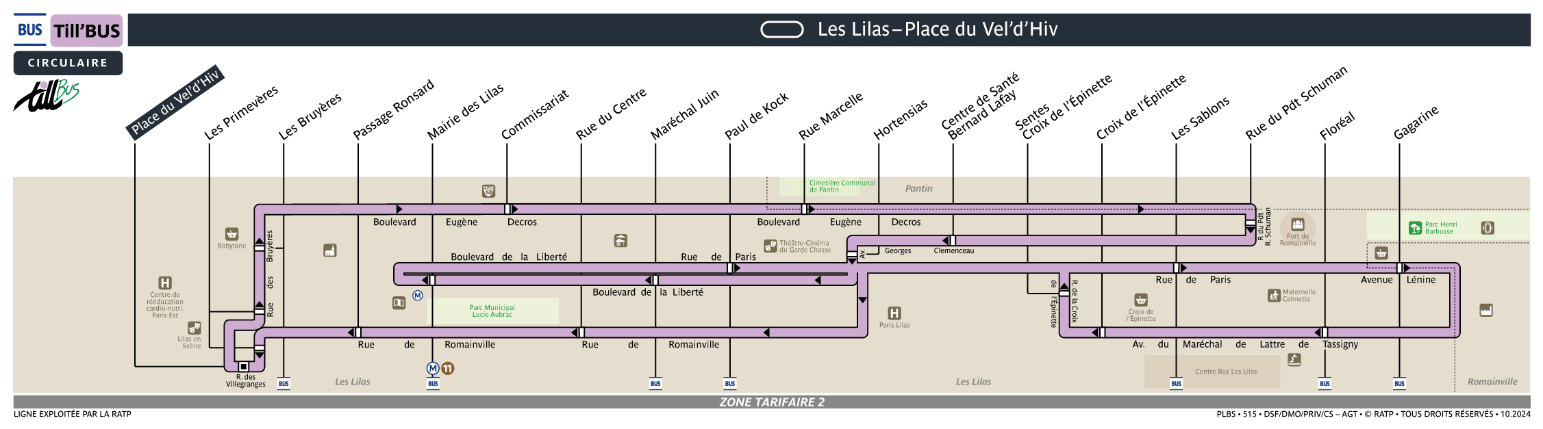 Bus Ligne Tillbus : plan, arrêts et horaires en temps réel | Bonjour RATP