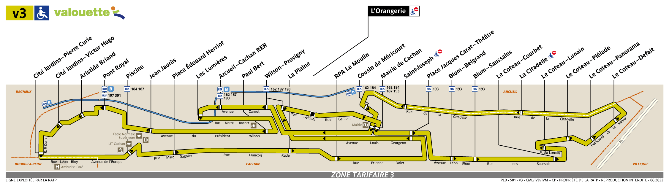 Bus Line V3: map, stops, and real-time schedules | Bonjour RATP