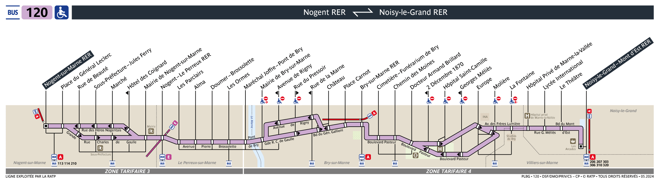 Bus Ligne 120 : plan, arrêts et horaires en temps réel | Bonjour RATP