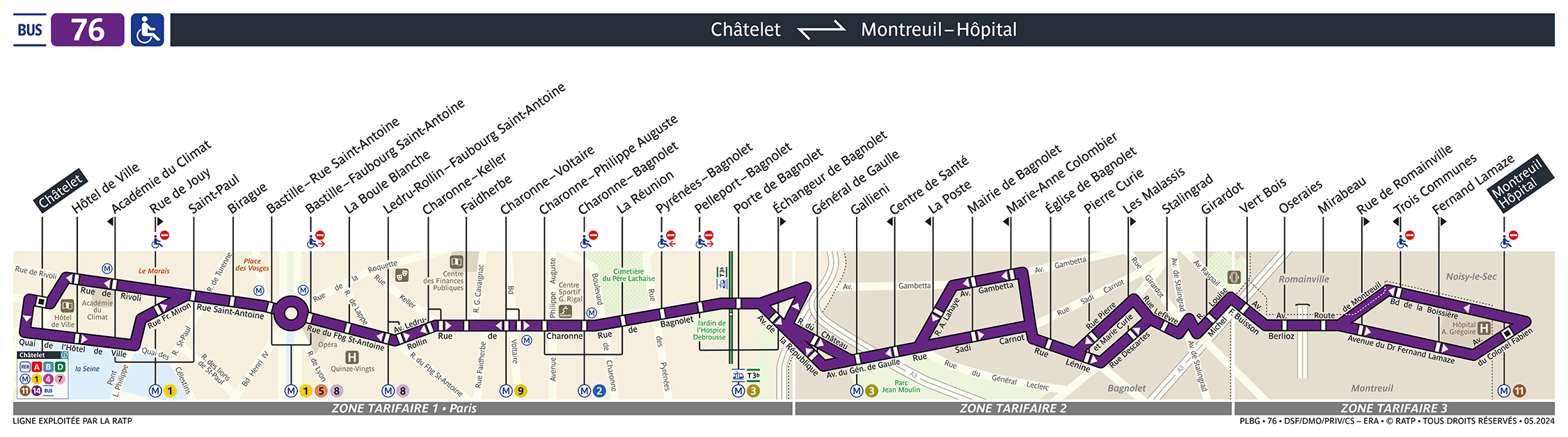 Bus Line 76: map, stops, and real-time schedules | Bonjour RATP