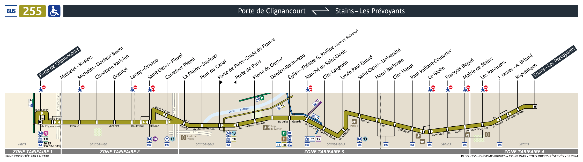 Bus Ligne 255 : plan, arrêts et horaires en temps réel | Bonjour RATP