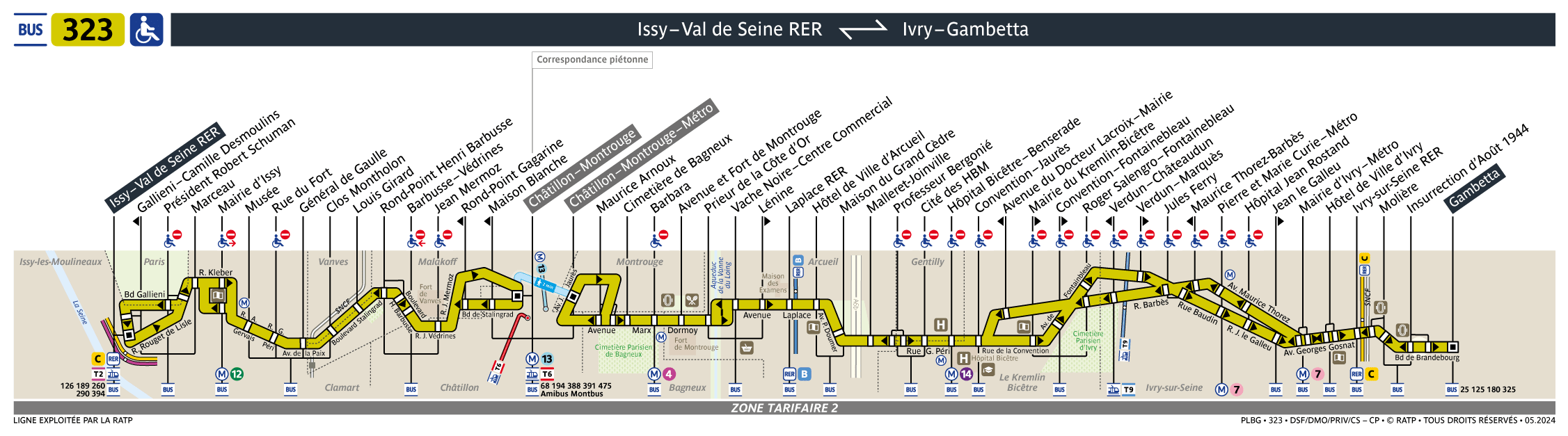Bus Line 323: map, stops, and real-time schedules | Bonjour RATP