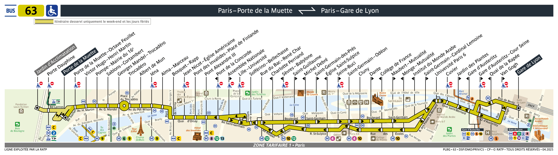 Bus Line 63: map, stops, and real-time schedules | Bonjour RATP