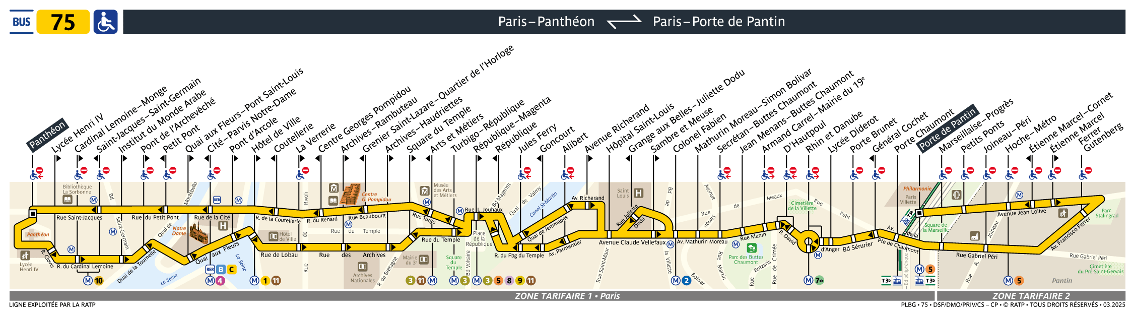 Bus Ligne 75 : plan, arrêts et horaires en temps réel | Bonjour RATP