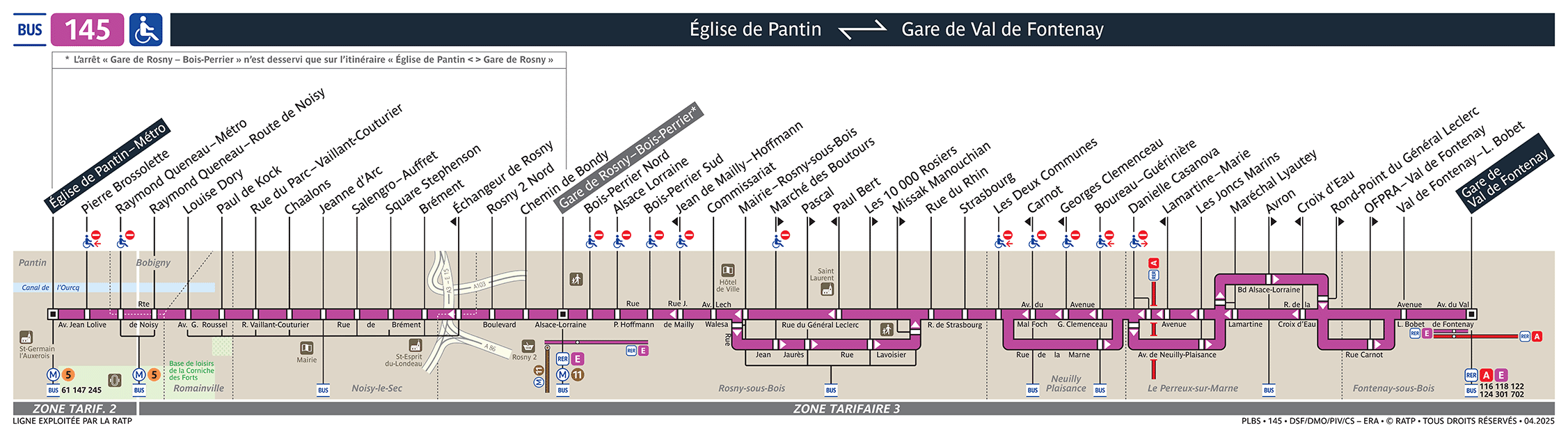 Bus Ligne 145 : plan, arrêts et horaires en temps réel | Bonjour RATP