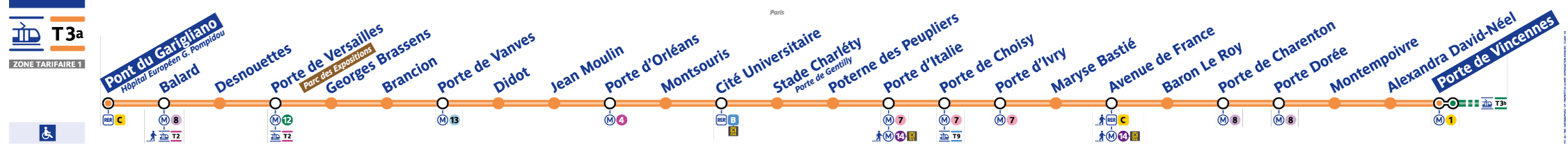 Tramway Ligne T3a : plan, arrêts et horaires en temps réel | Bonjour RATP