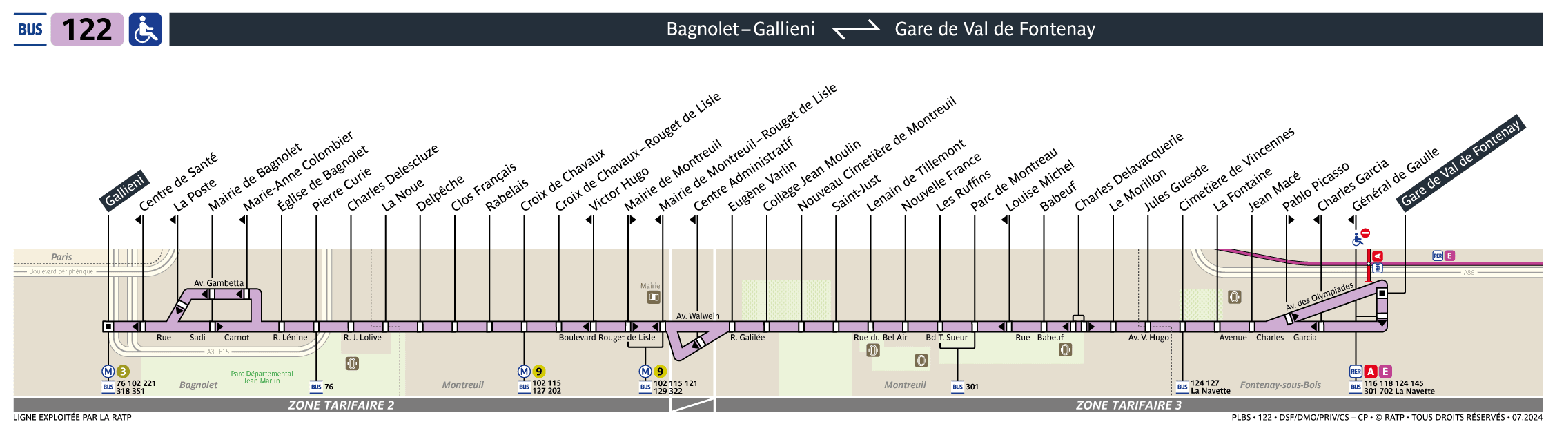 Bus Line 122: map, stops, and real-time schedules | Bonjour RATP