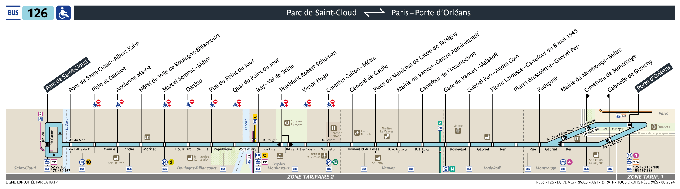Bus Ligne 126 : plan, arrêts et horaires en temps réel | Bonjour RATP