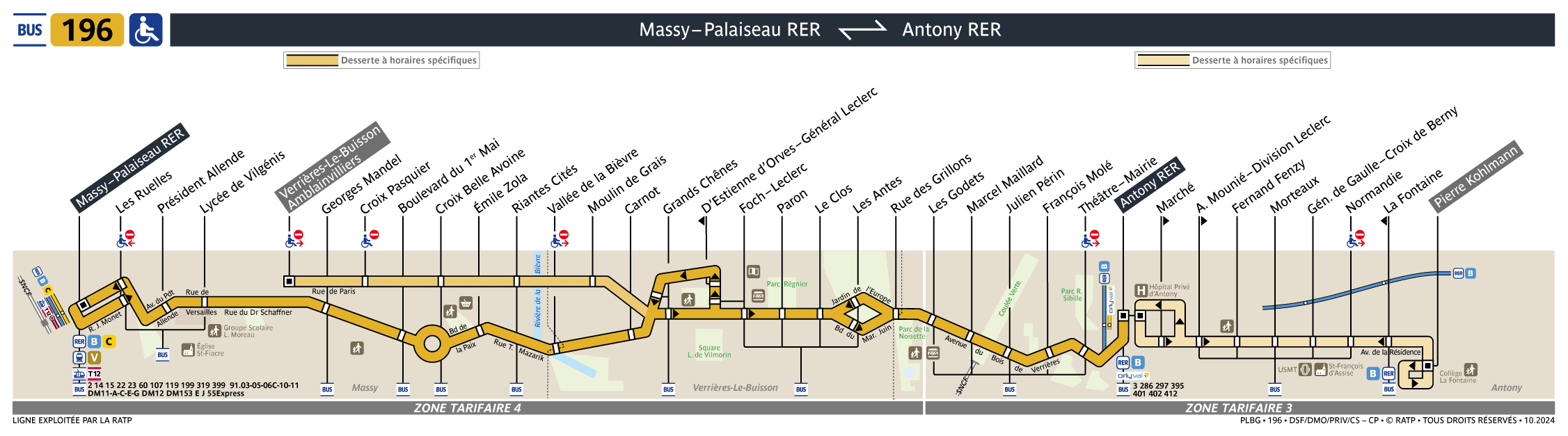 Bus Ligne 196 : plan, arrêts et horaires en temps réel | Bonjour RATP