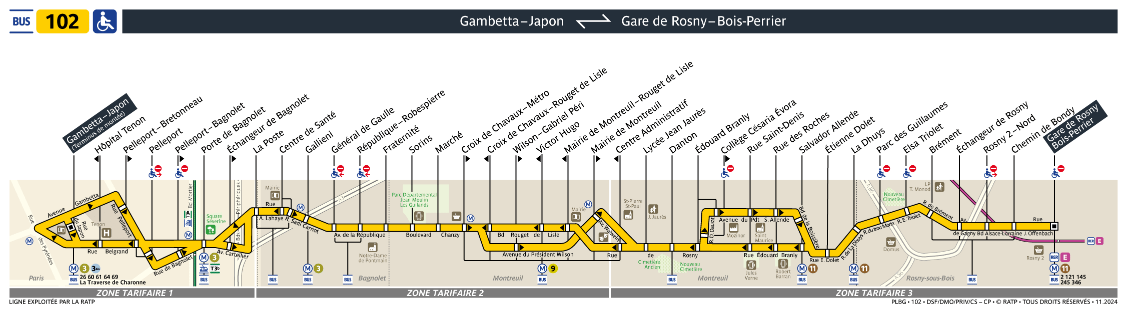 Bus Ligne 102 : plan, arrêts et horaires en temps réel | Bonjour RATP