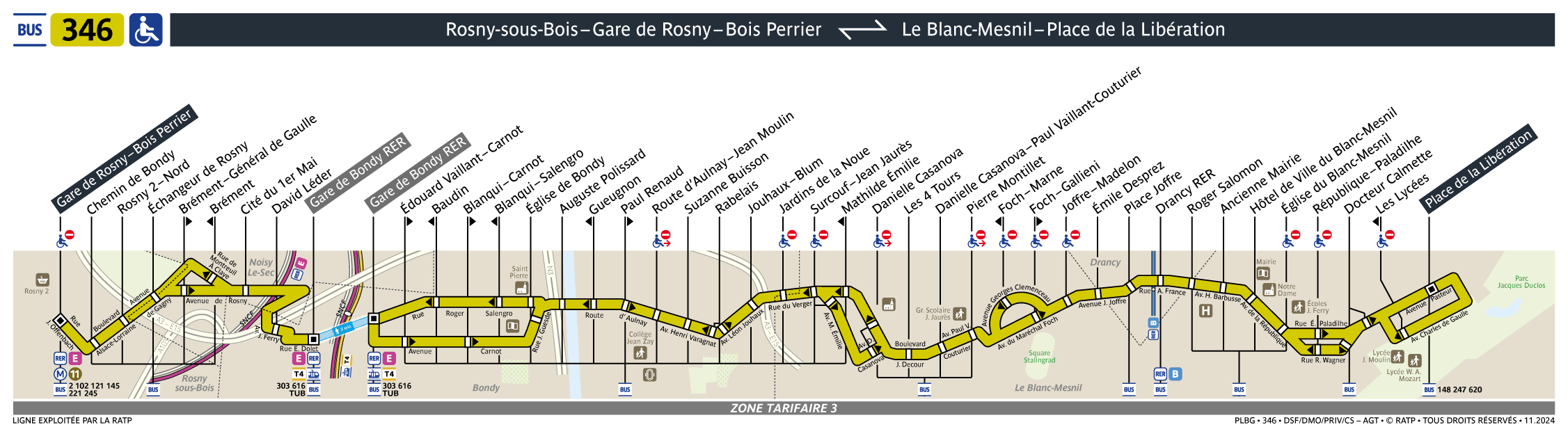 Bus Ligne 346 : plan, arrêts et horaires en temps réel | Bonjour RATP