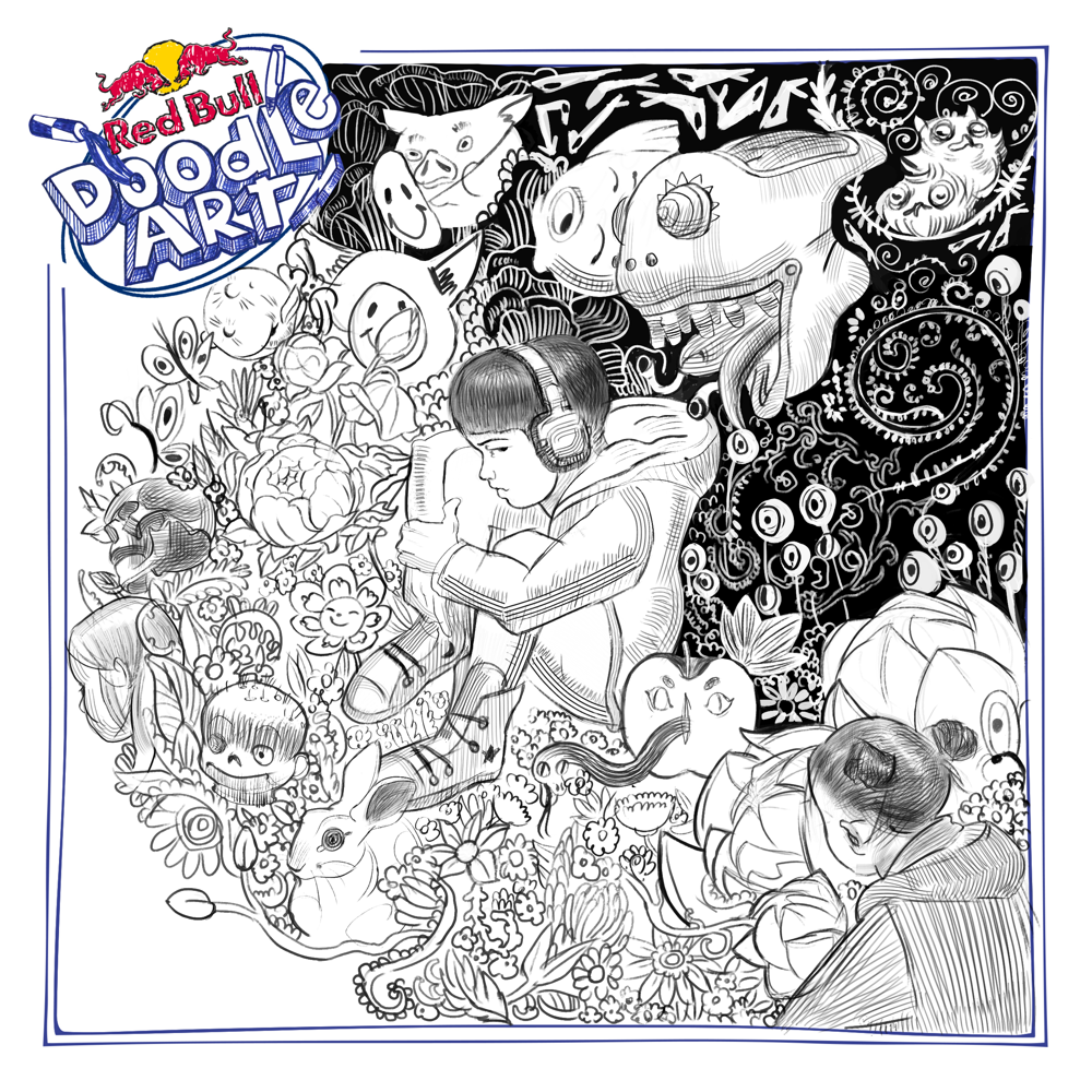Red Bull Doodle Art Georgia