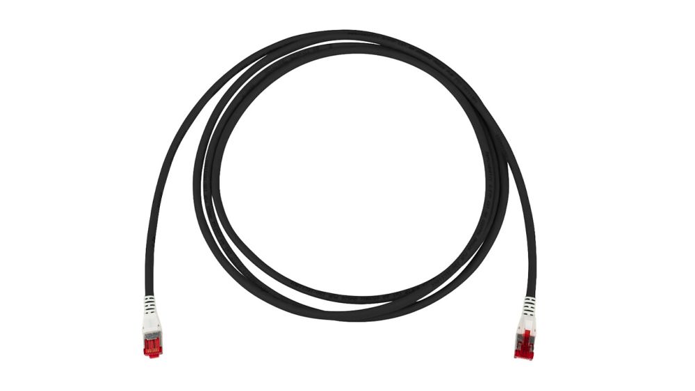 R&Mindustry Patch Cord - Cat. 6A (ISO), shielded, black, PUR, TIA 568A ...