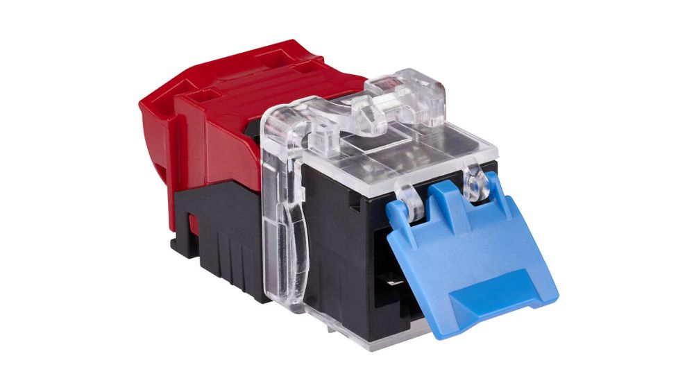 Module RJ45, unshielded, Cat. 6A, EL, Keystone 4th generation, dust cap blue, TI - eCatalog