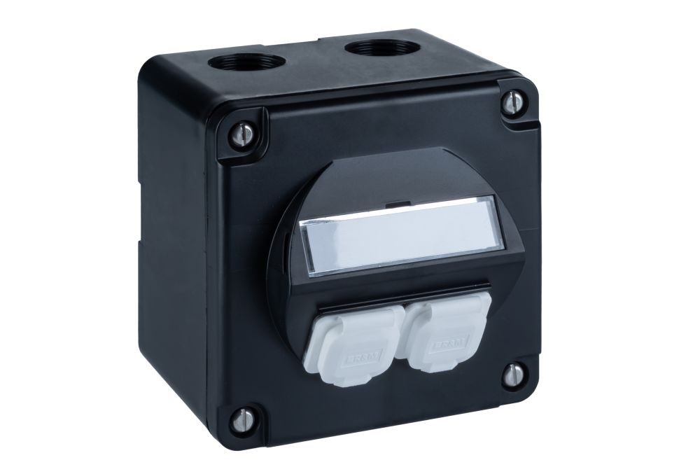 SM DA-Connection Box Splash Line IP54, II, 87x87, Cat.6A, 2 Port, black - eCatalog