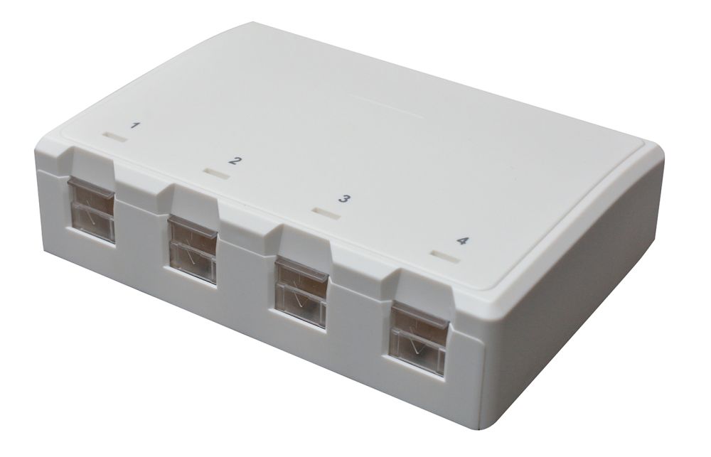 Surface Mount Box Keystone 4 Port, shuttered, white - eCatalog